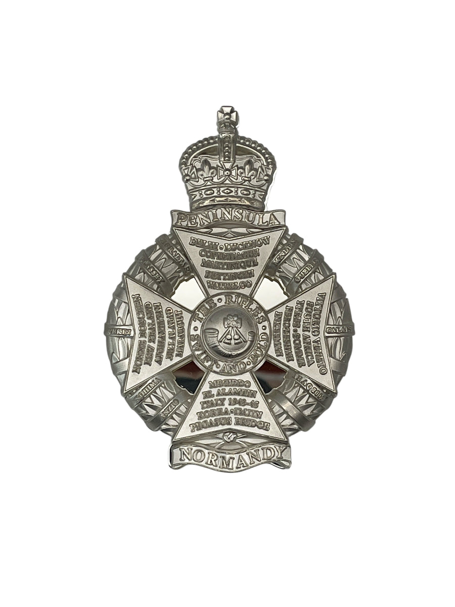 Rifles - Cross Belt Badge & Back Plate - Officers' & WOs' - Silver Pla ...