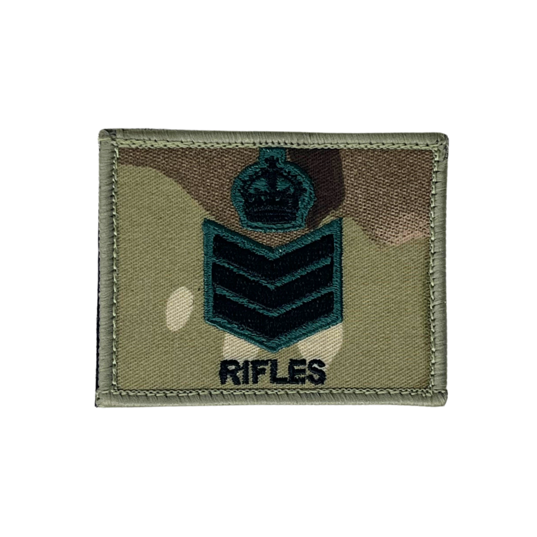 The Rifles Velcro Arm Badge - Multicam - 55mm x 60mm - C/Sgt - Tudor C ...