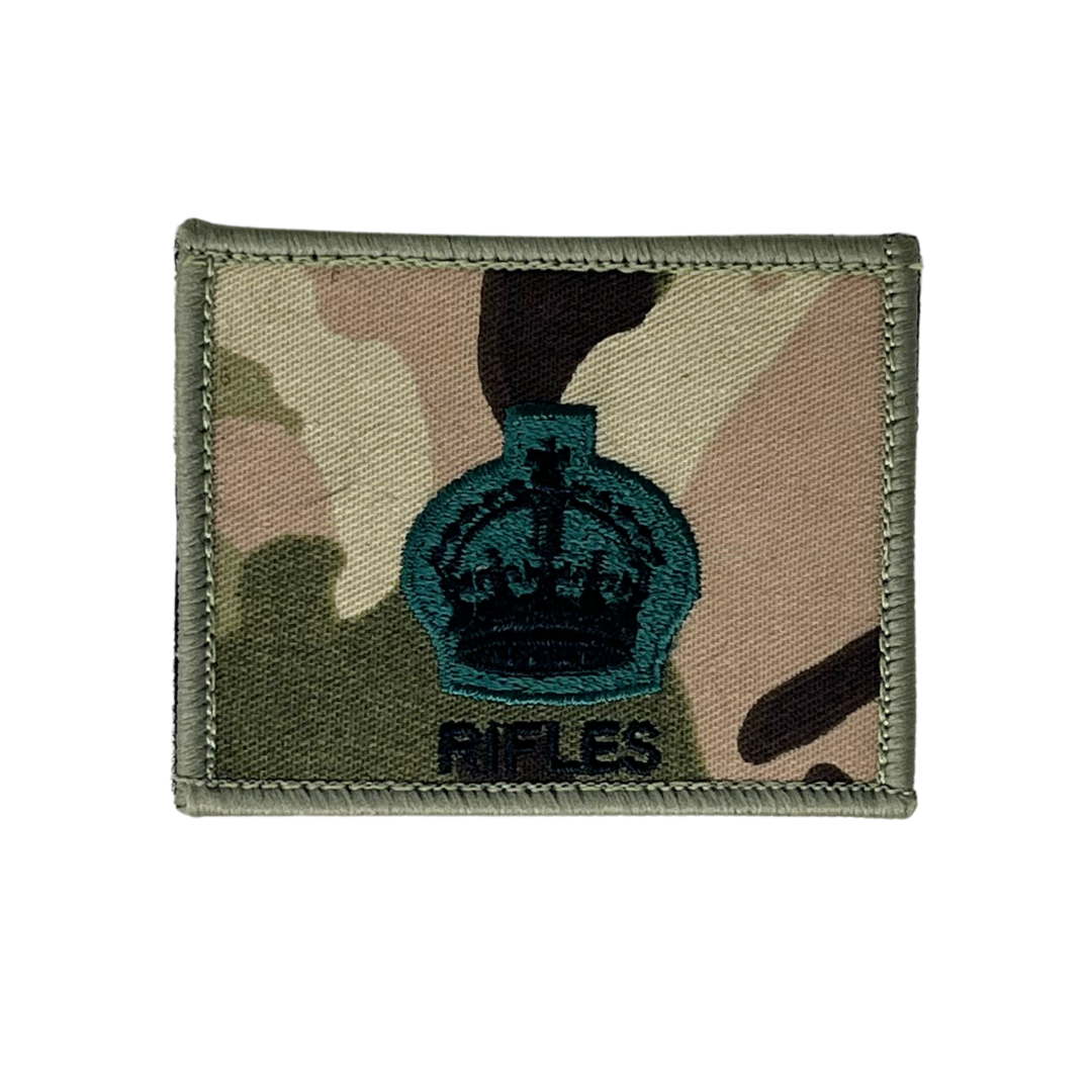 The Rifles Velcro Arm Badge - Multicam - 55mm x 60mm - WO2 - Tudor Cro ...